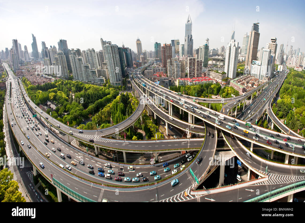 China Shanghai town city blocks of flats high-rise buildings city ...