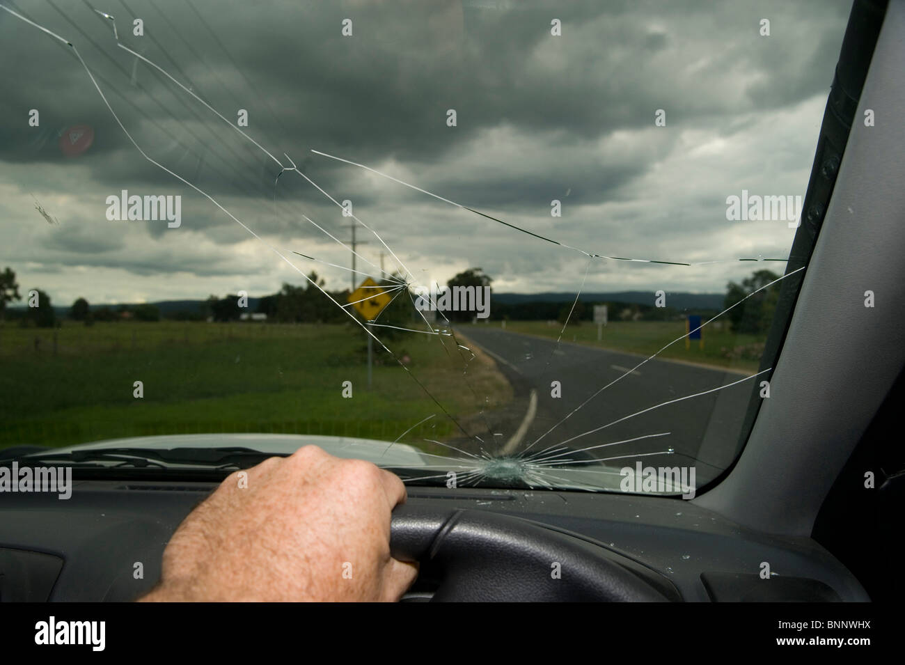 Cracked windscreen hi-res stock photography and images - Alamy