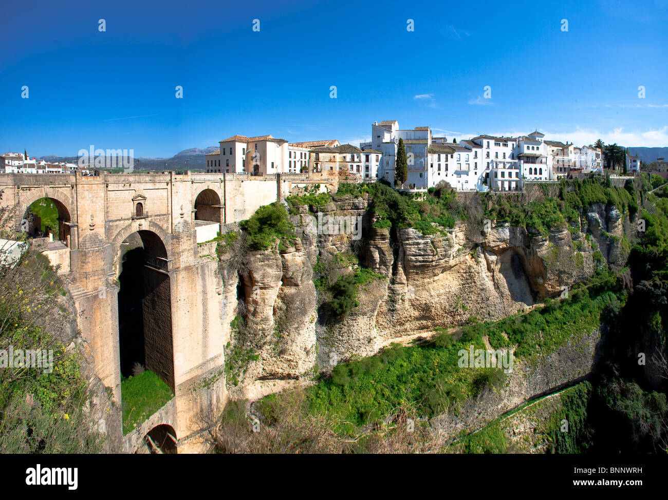 Andalusia Spain Malaga Ronda Middle Ages cliff connection protection ...