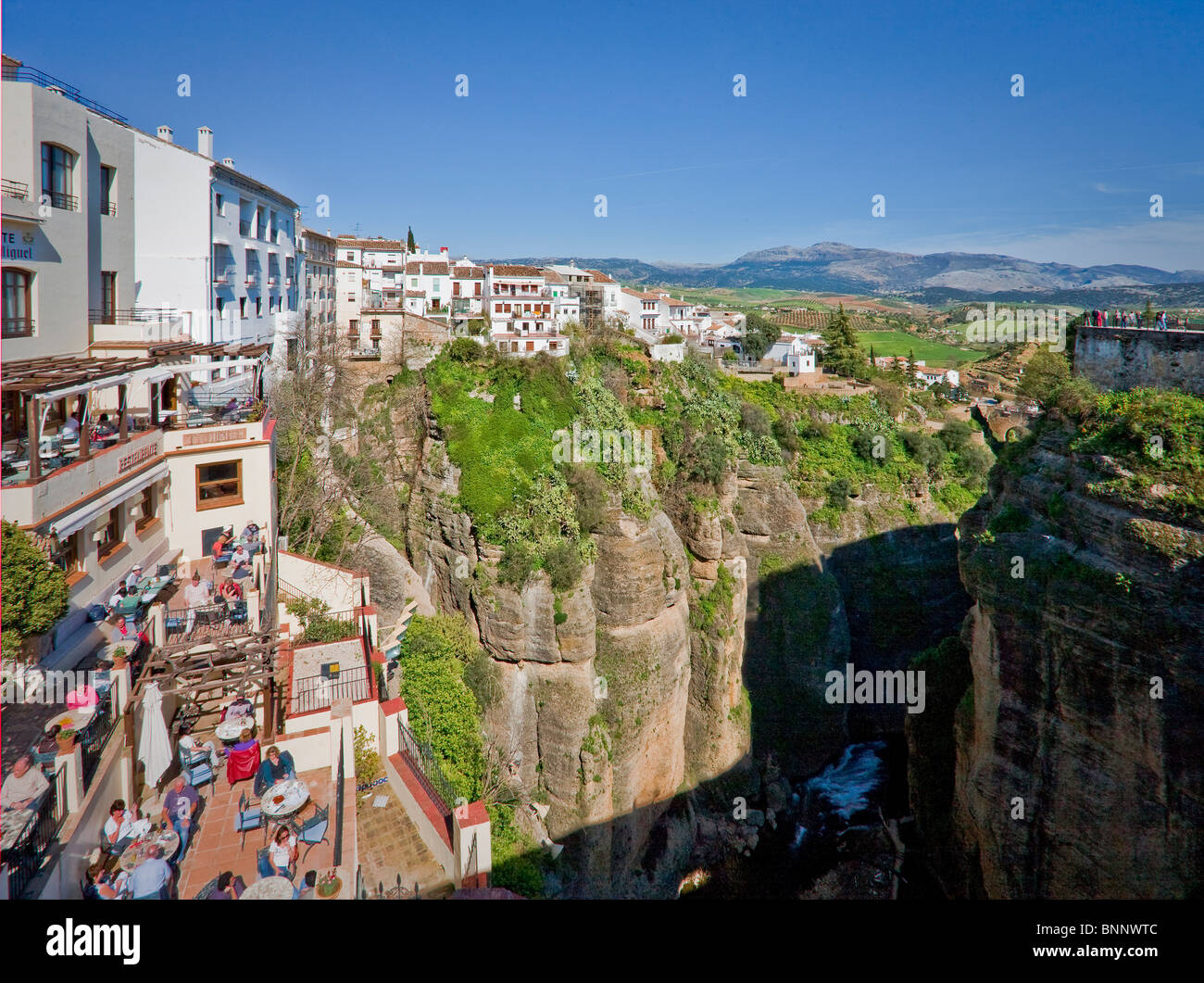 Andalusia Spain Malaga Ronda Middle Ages cliff connection protection ...