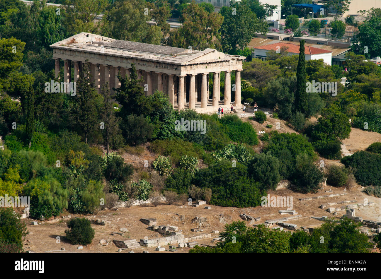 Aerial view of the Temple of Hephaestus in Athens, Greece. View from ...