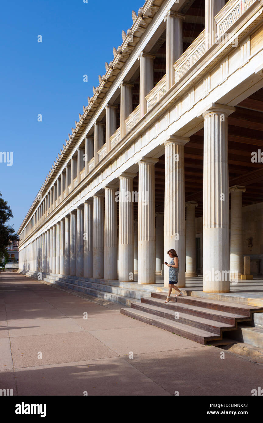 The Stoa of Attalos in the Athenian agora. View from the southwest ...
