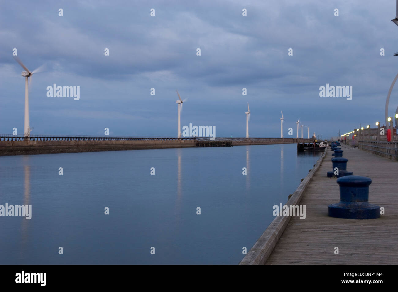 wind turbines on Blyth Harbour, Northumberland, England Stock Photo - Alamy