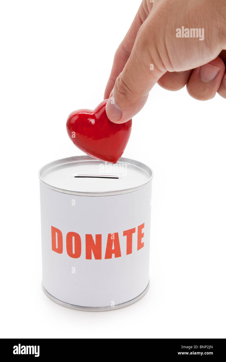 Donation Box and Red Heart, Concept of Care and Love Stock Photo - Alamy