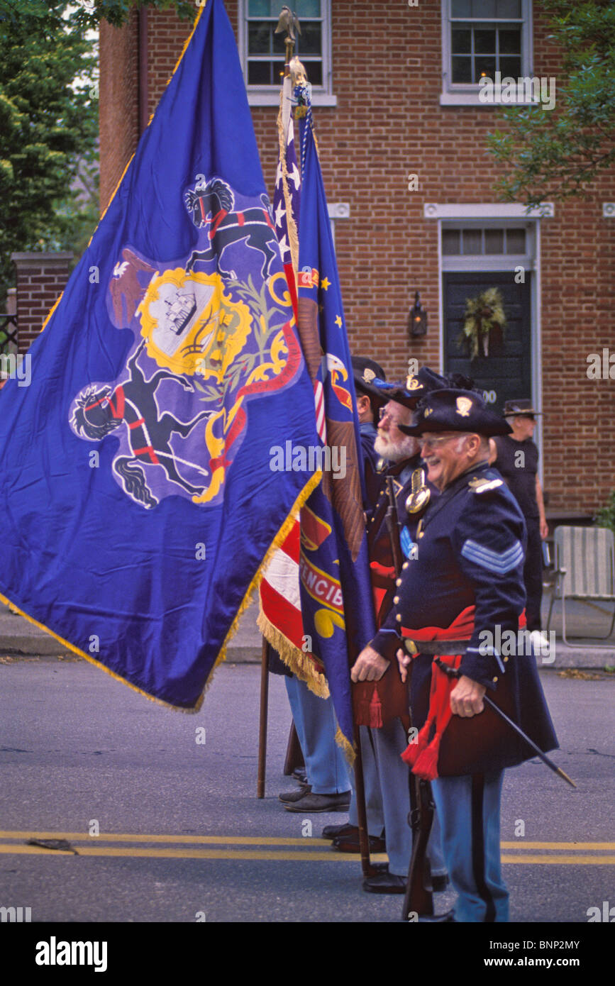 Color guard small town patriotic parade Stock Photo - Alamy