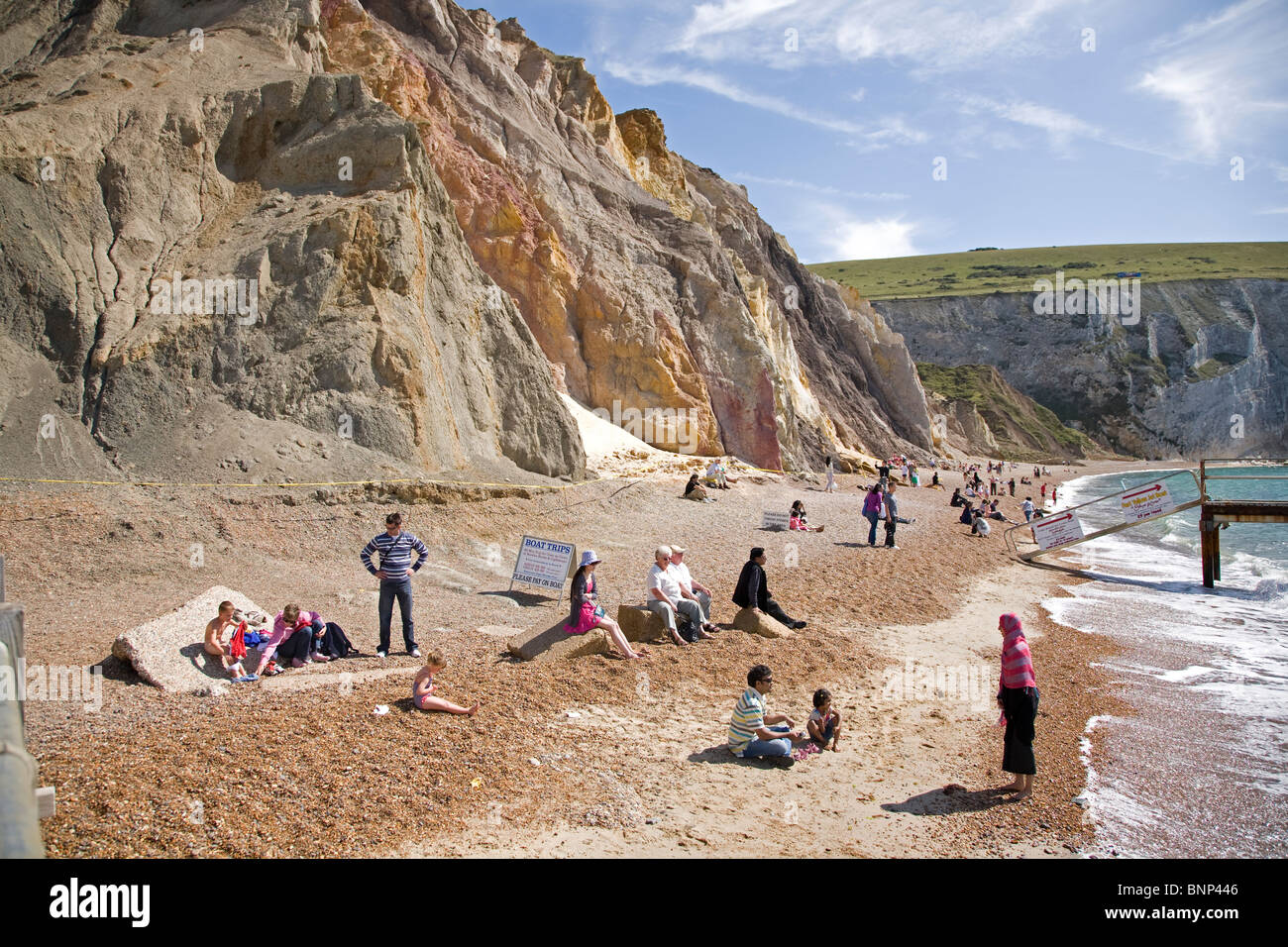 Coloured Sands, Needle Park. Alum Bay. Isle of Wight. UK Stock Photo ...