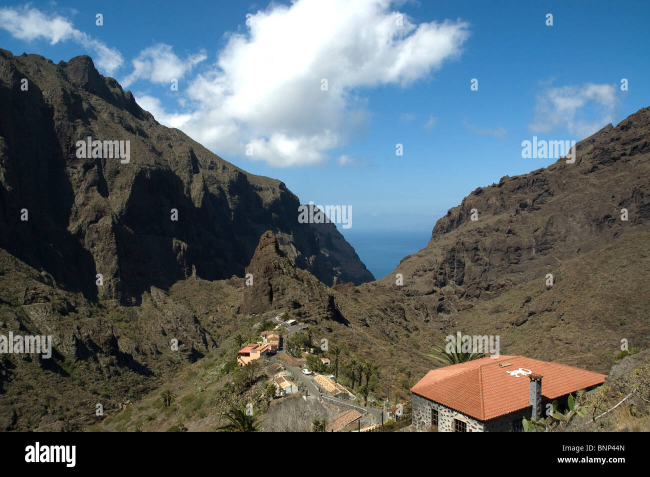 Pinnacle of rock, Lost Spanish village of Masca, Tenerife, Spain Stock ...