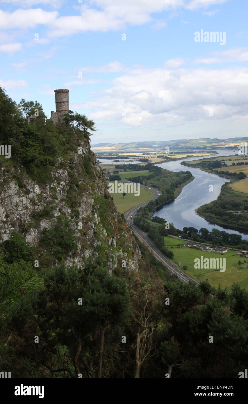 tower on Kinnoull Hill and River Tay Perthshire Scotland July 2010 ...
