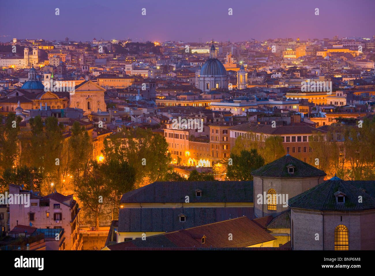 Overview of the historic center of Rome at night, Rome, Italy Stock ...