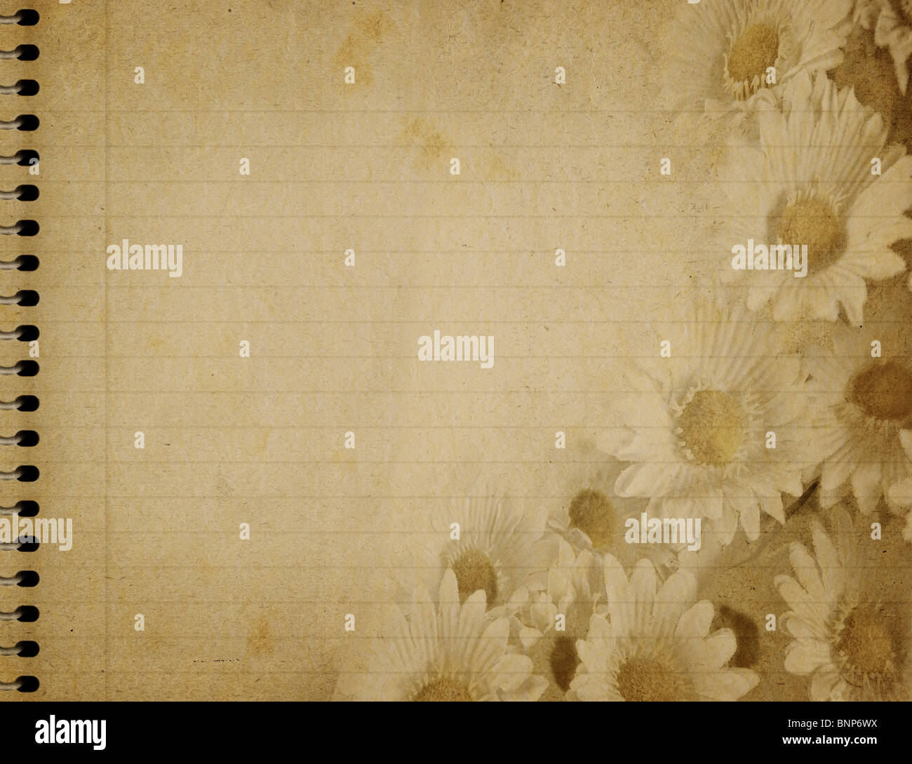 image of an old book of lined paper with floral design Stock Photo - Alamy