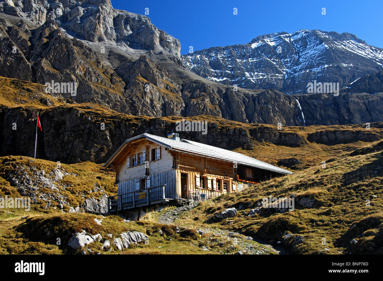 Alpine refuge Geltenhuette of the Swiss Alpine Club, nature reserve ...