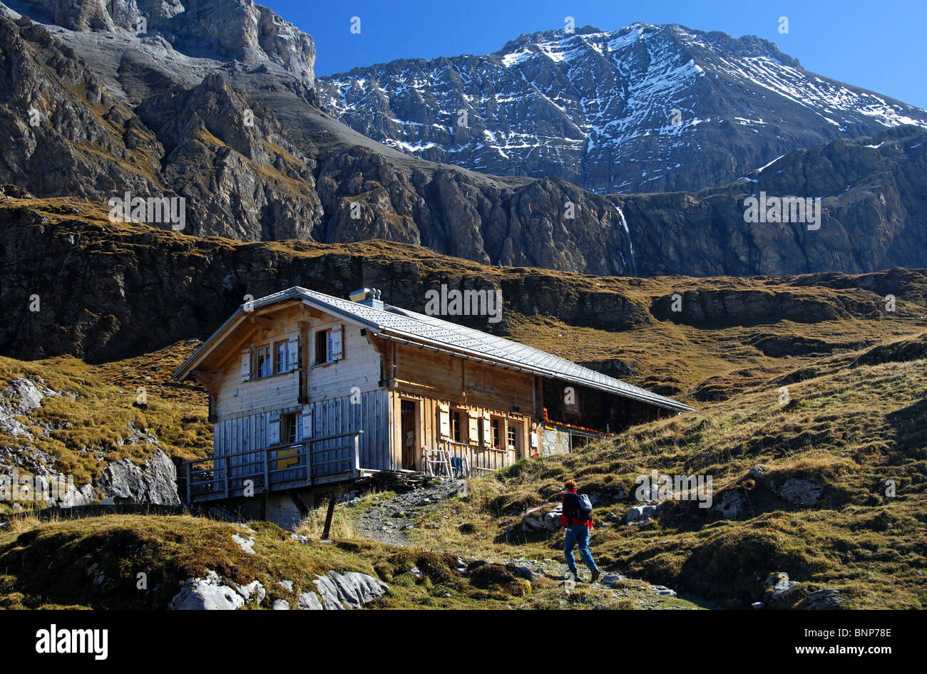 Alpine refuge Geltenhuette of the Swiss Alpine Club, nature reserve ...