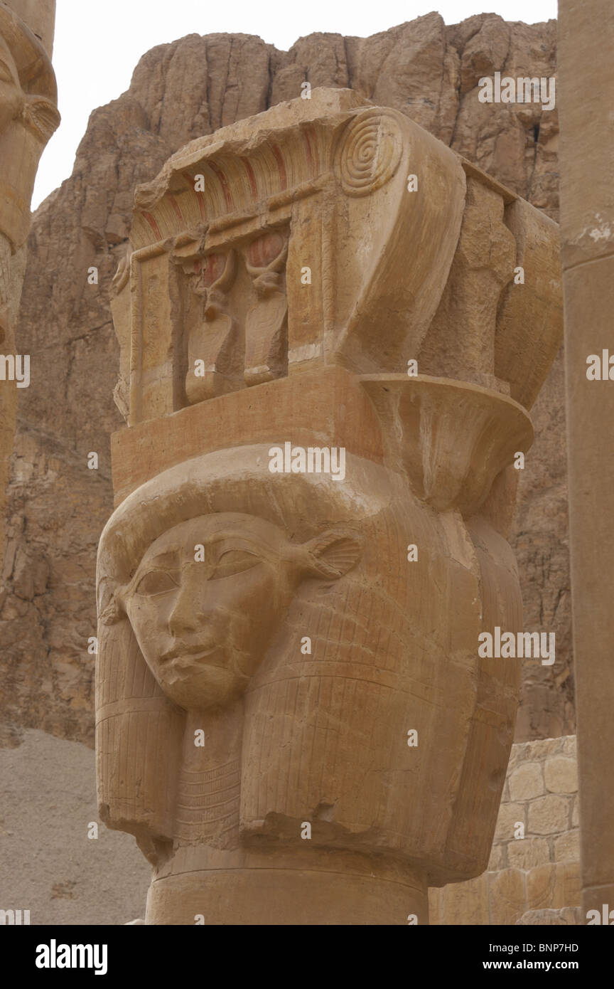 Hathor column pillar belonging to the Chapel of Hathor. Temple of ...