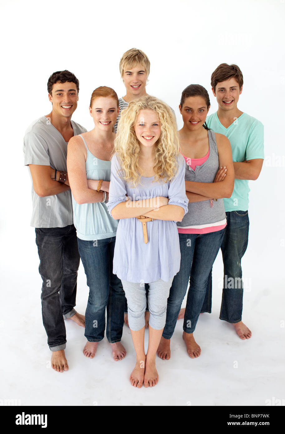 Confident teenagers standing in front of the camera Stock Photo - Alamy