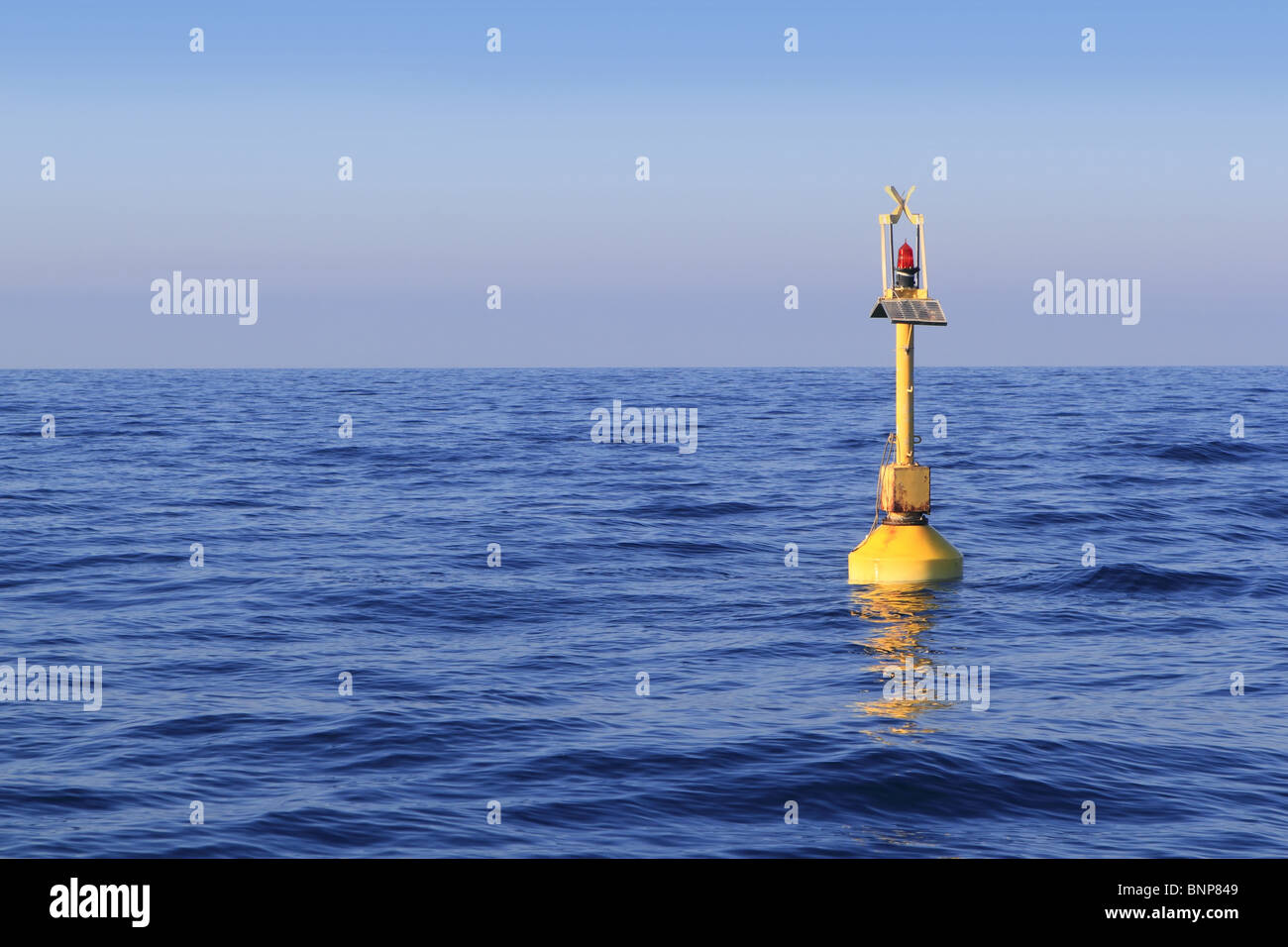 floating yellow beacon blue sea ocean in Mediterranean Stock Photo - Alamy