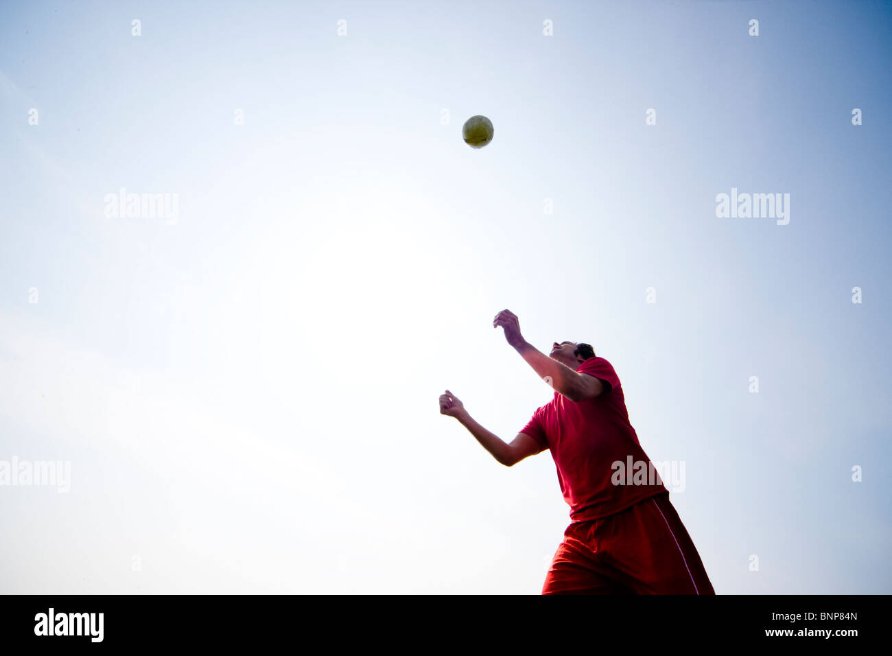 Football heading ball training hi-res stock photography and images - Alamy