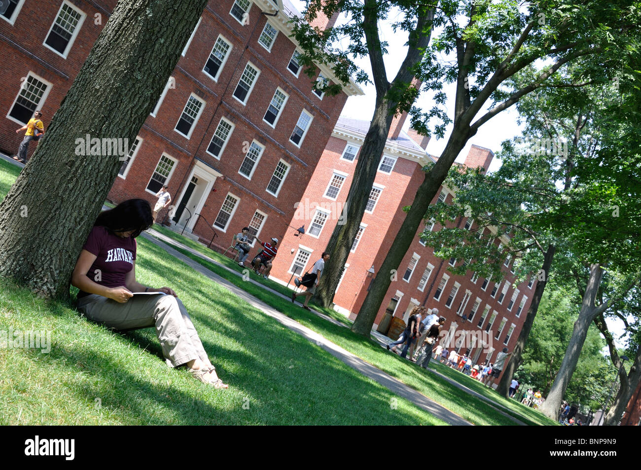 Female Harvard student, Harvard University campus, Boston, MA, USA ...