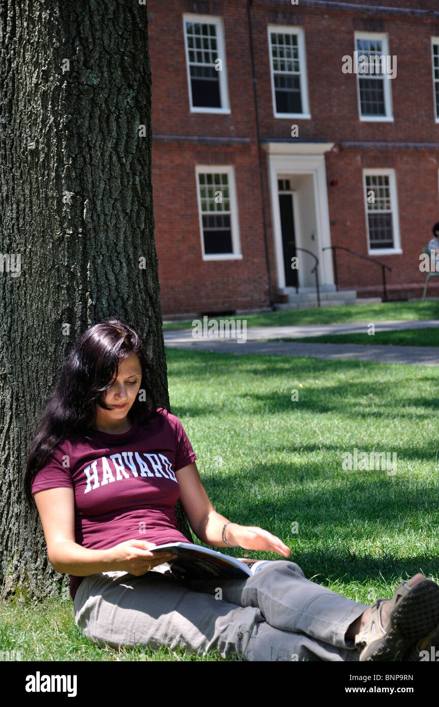 Female Harvard student, Harvard University campus, Boston, MA, USA ...