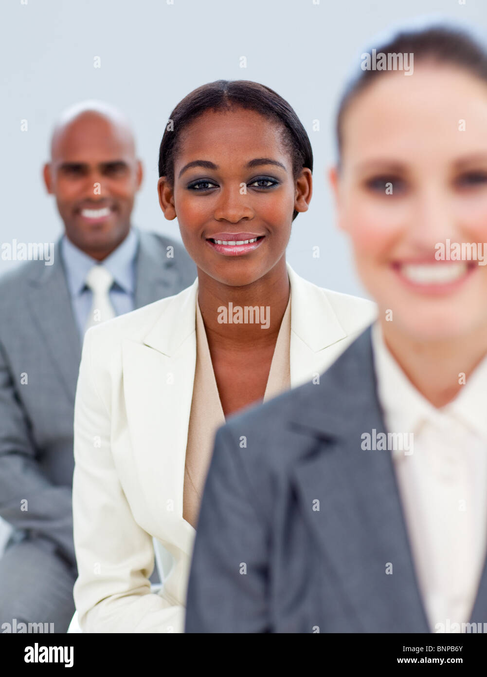 Close-up of an manager and her team Stock Photo - Alamy