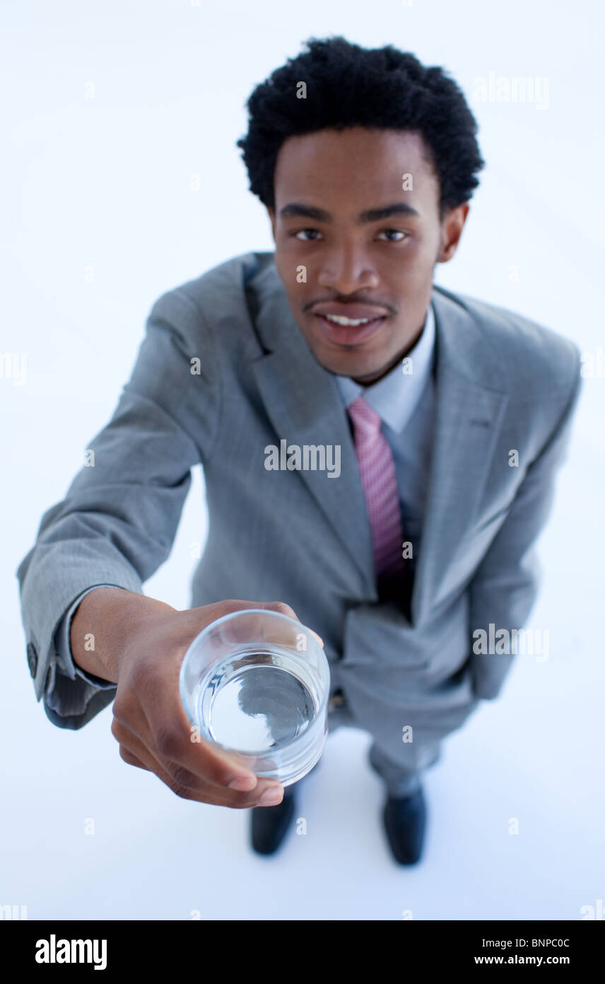 Businessman drinking water Stock Photo - Alamy