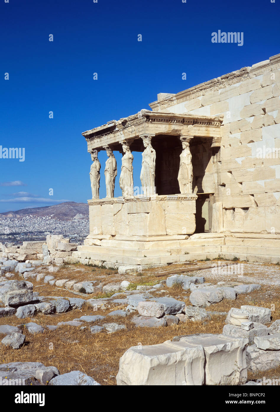 The Acropolis - Porch of the Caryatids (Maidens) on the north side of ...