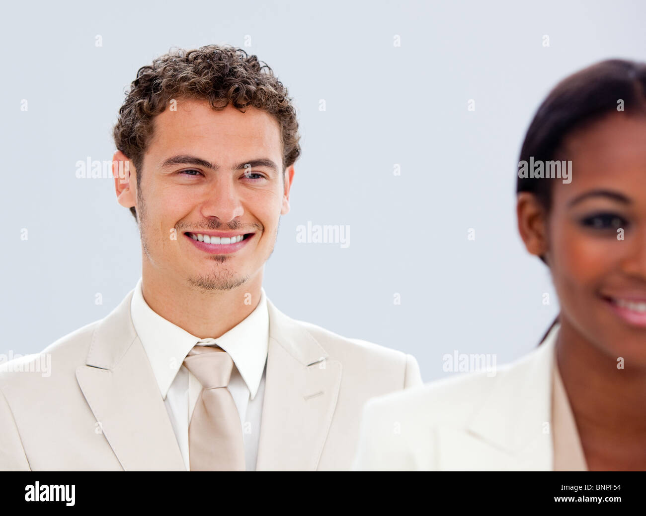 Portrait of two smiling business people Stock Photo - Alamy