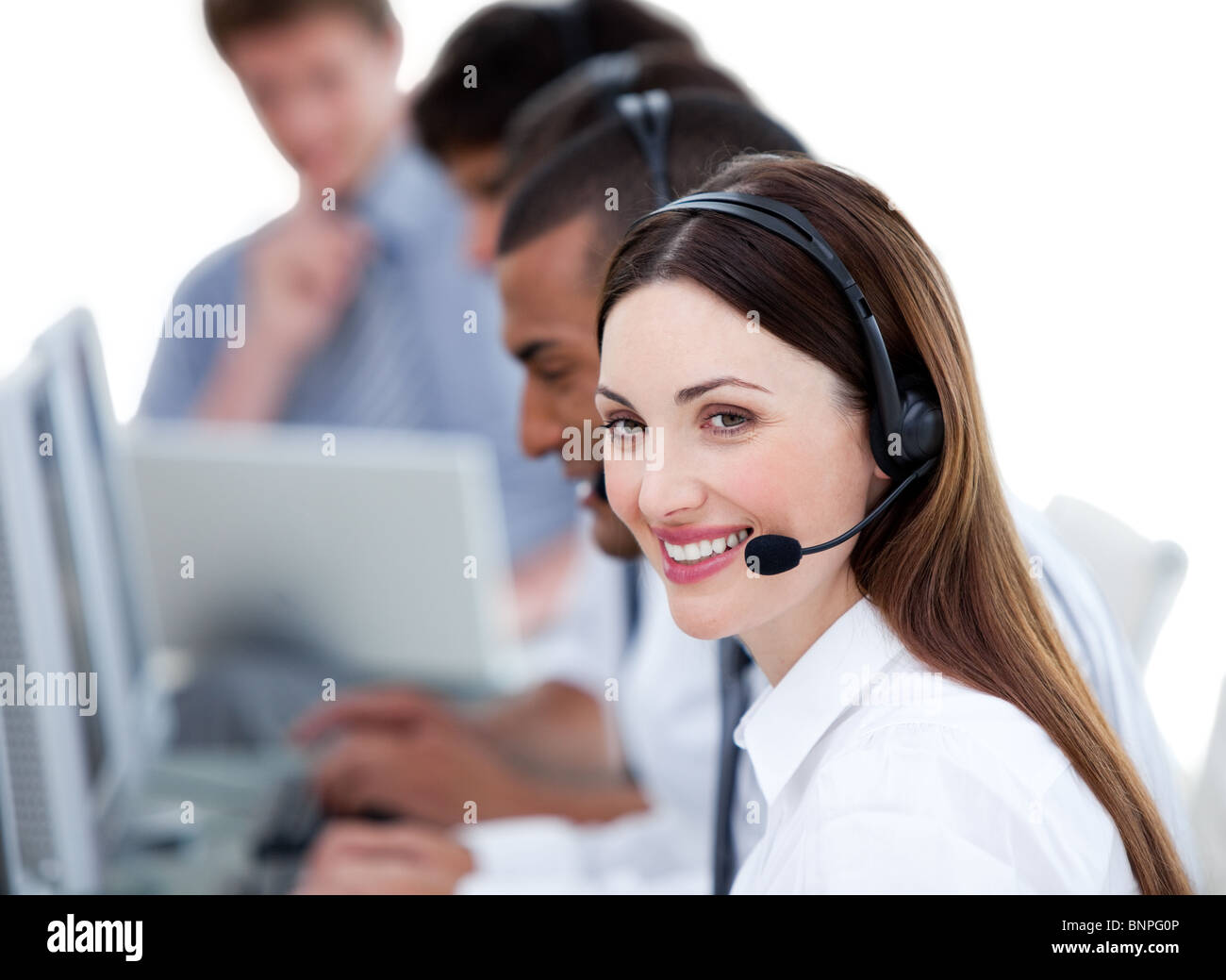 Successful business team working in a call center Stock Photo - Alamy