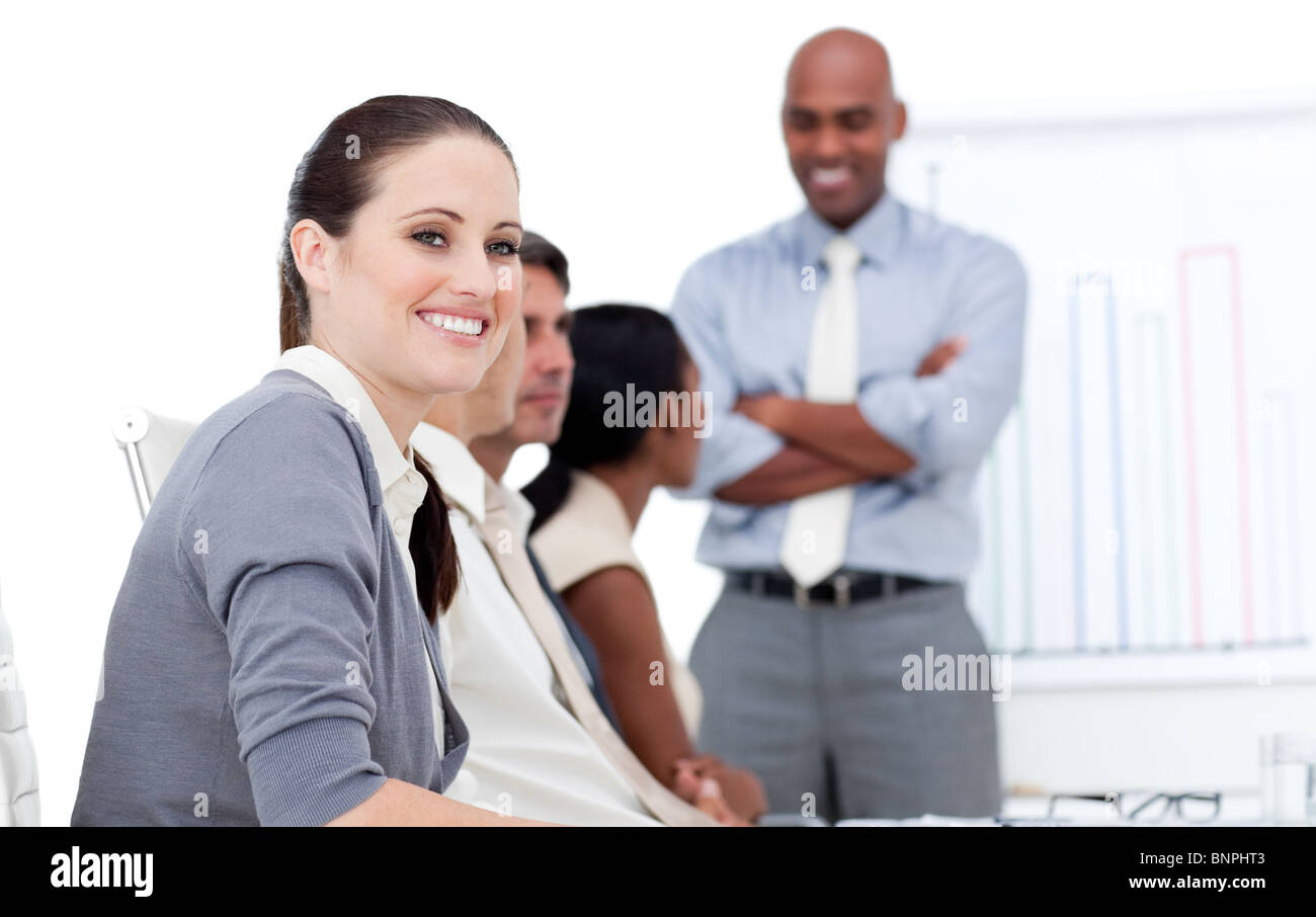 Self-assured man doing a presentation Stock Photo - Alamy