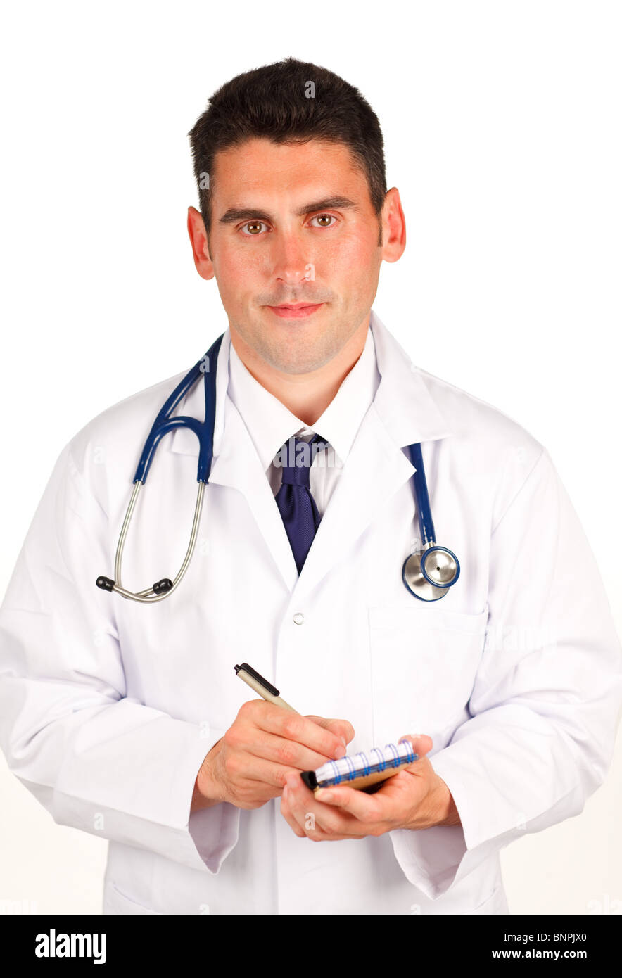 Doctor writing a diagnosis Stock Photo - Alamy