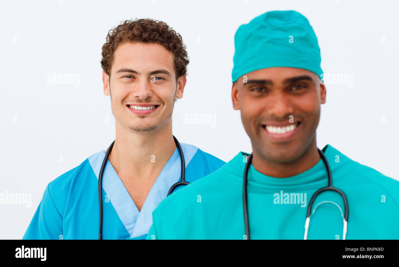 Portrait of two lively doctors Stock Photo - Alamy