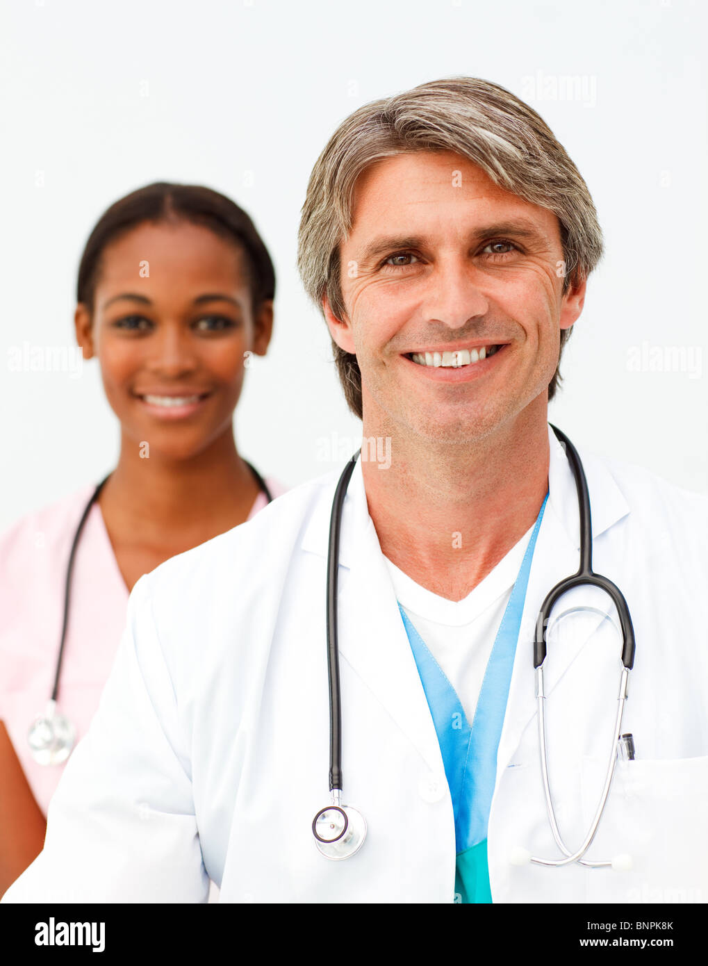 Portrait of two serious doctors Stock Photo - Alamy