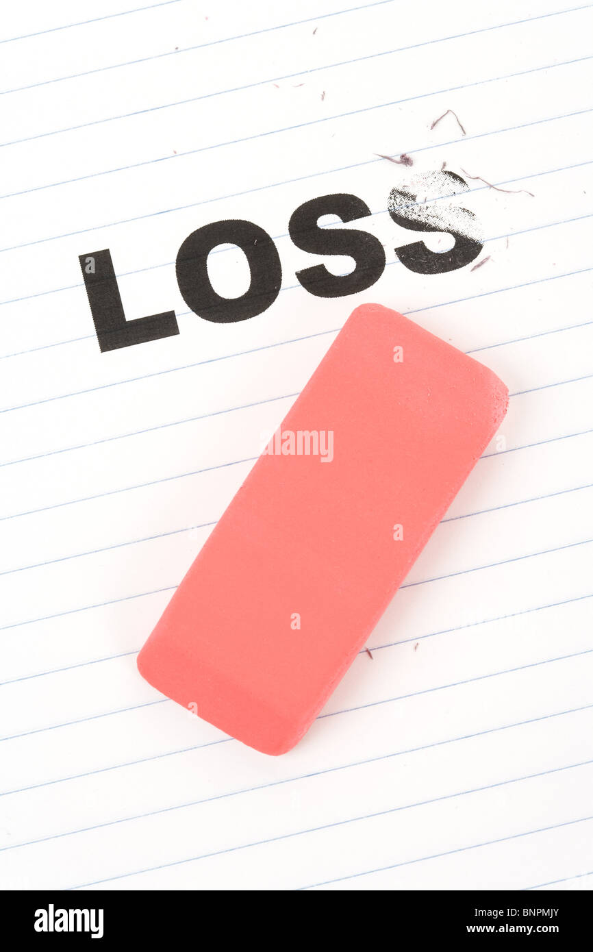 eraser and word loss, concept of Reduce financial loss Stock Photo - Alamy