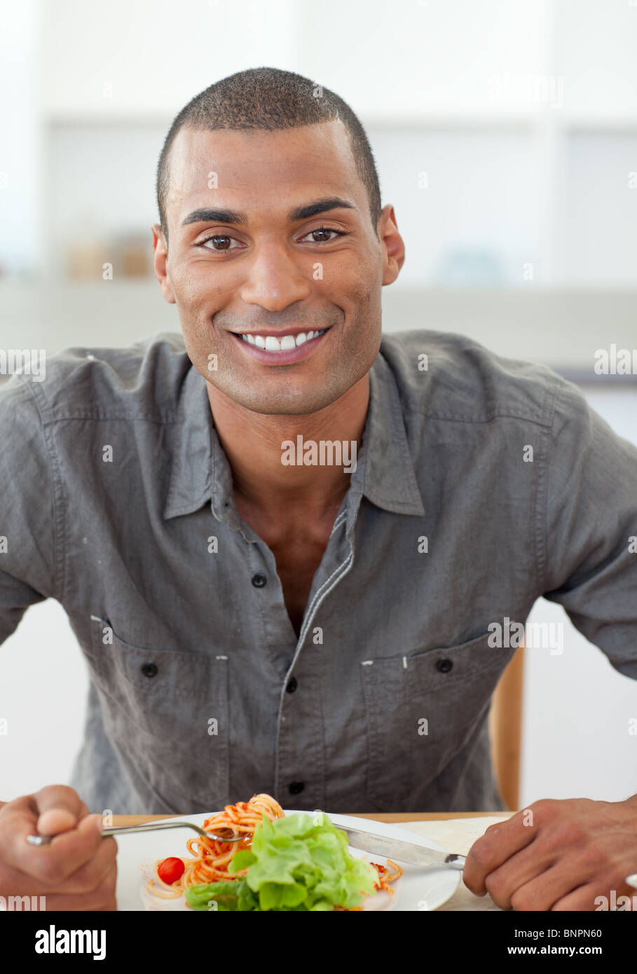 Portrait of man dinning Stock Photo - Alamy