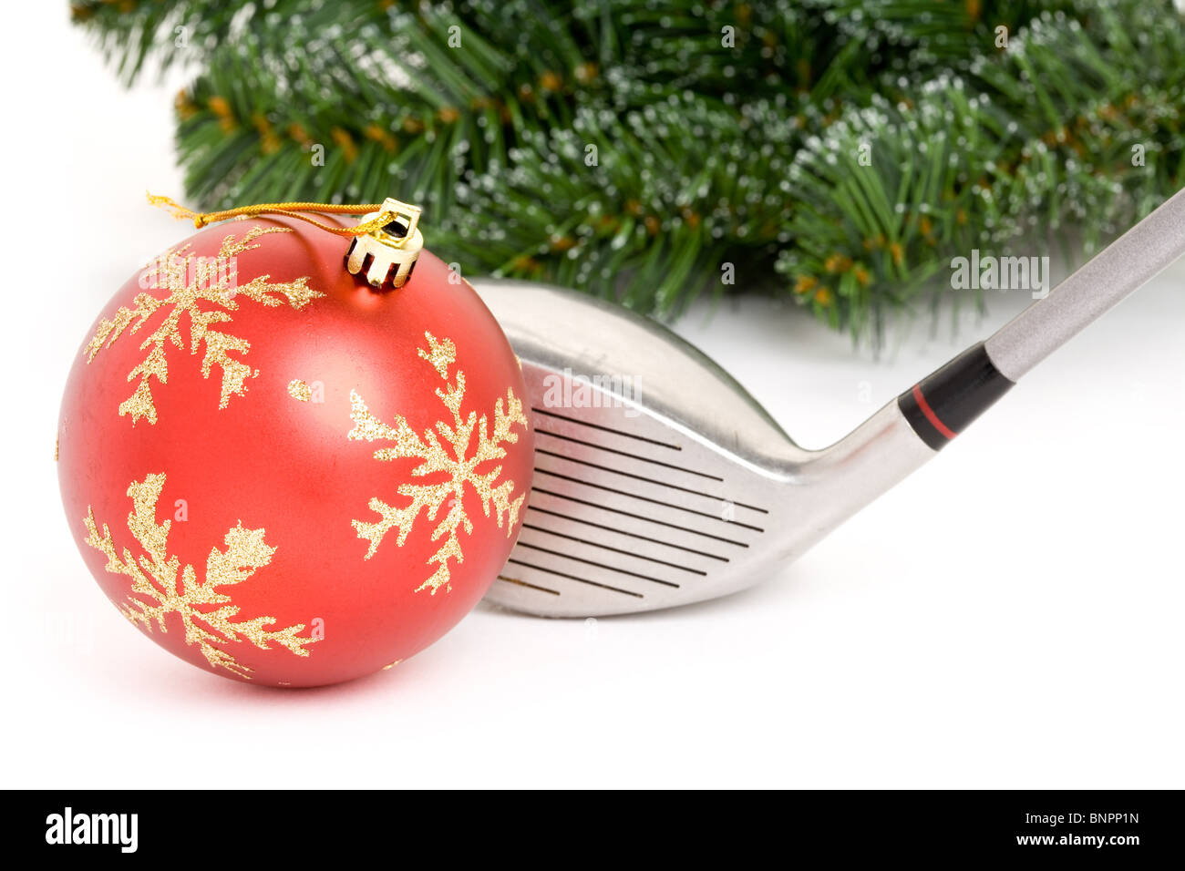 golf club and Christmas Ball close up Stock Photo - Alamy
