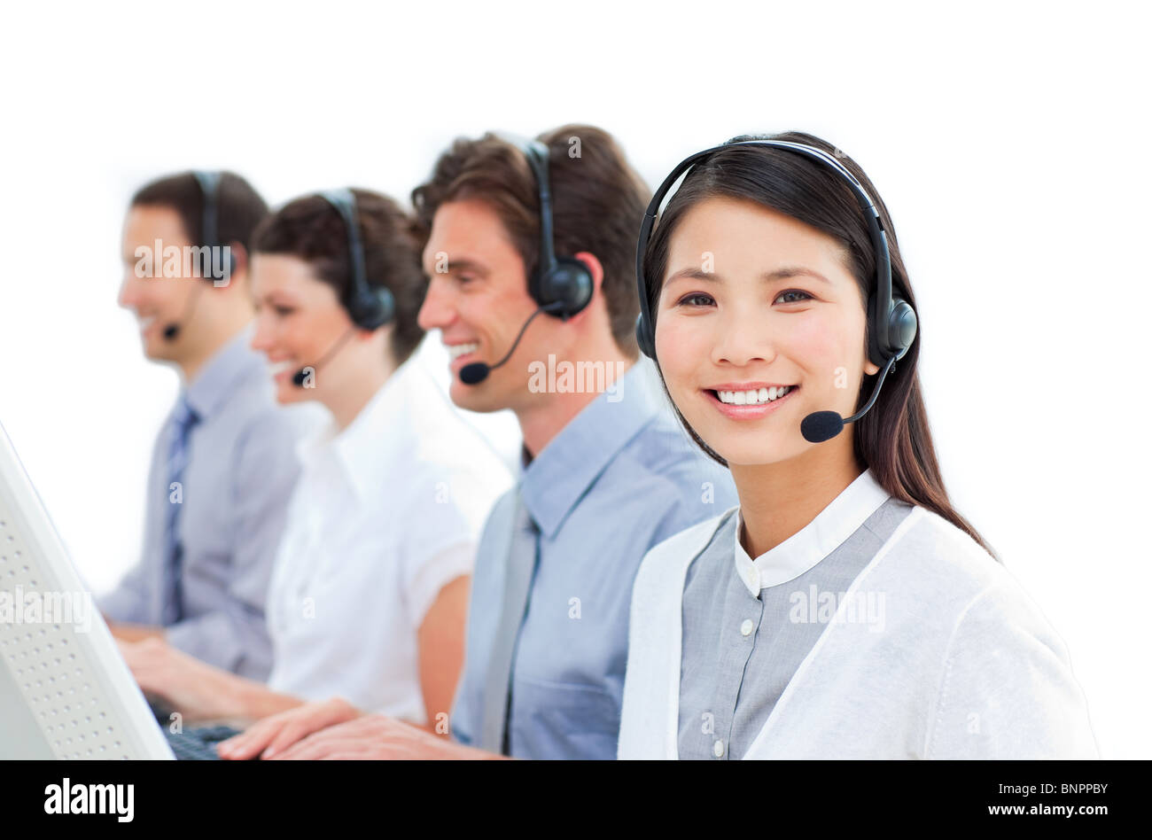 Busy customer service representatives Stock Photo - Alamy