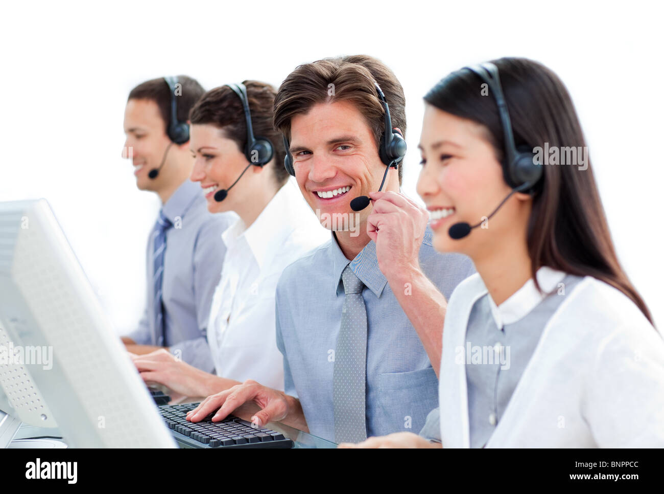 Positive customer service representatives Stock Photo - Alamy