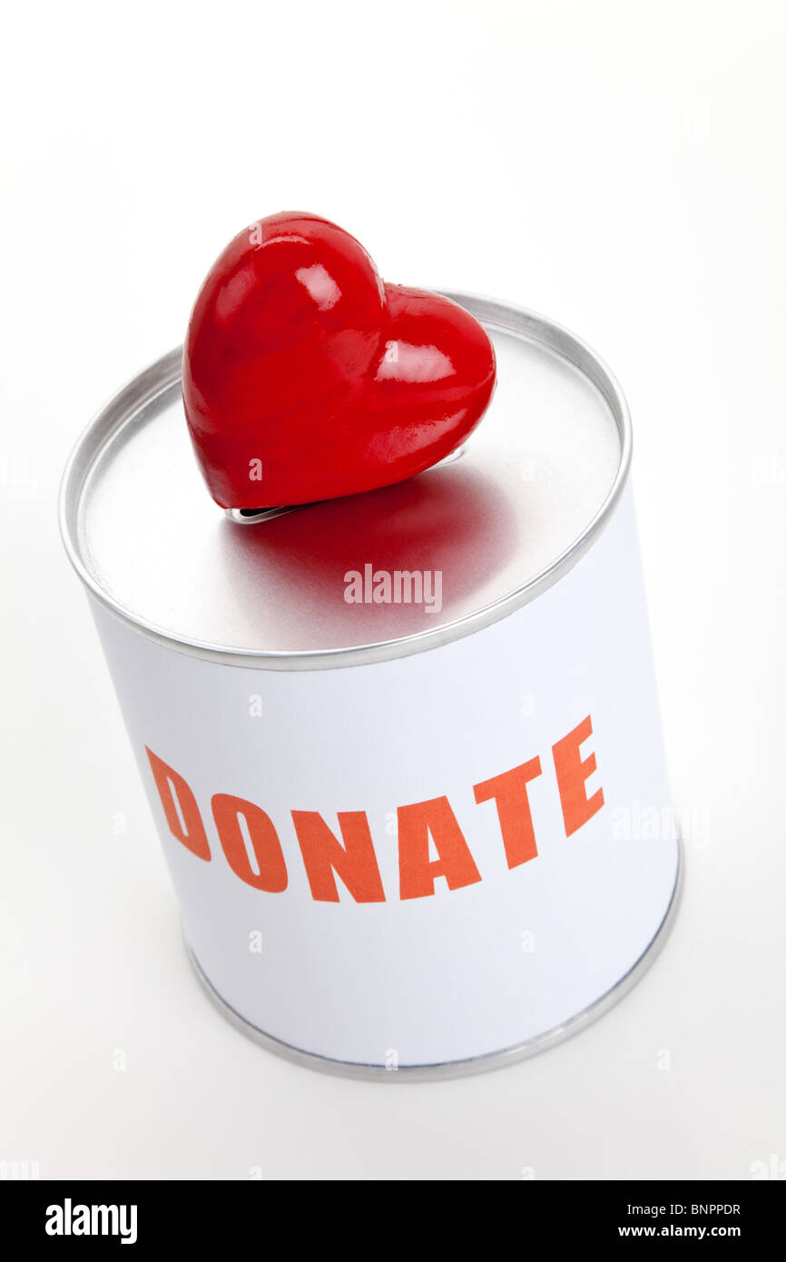 Donation Box and Red Heart, Concept of Care and Love Stock Photo - Alamy