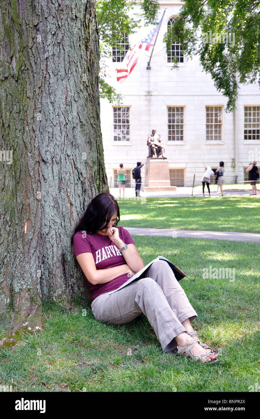 Female Harvard student, Harvard University campus, Boston, MA, USA ...