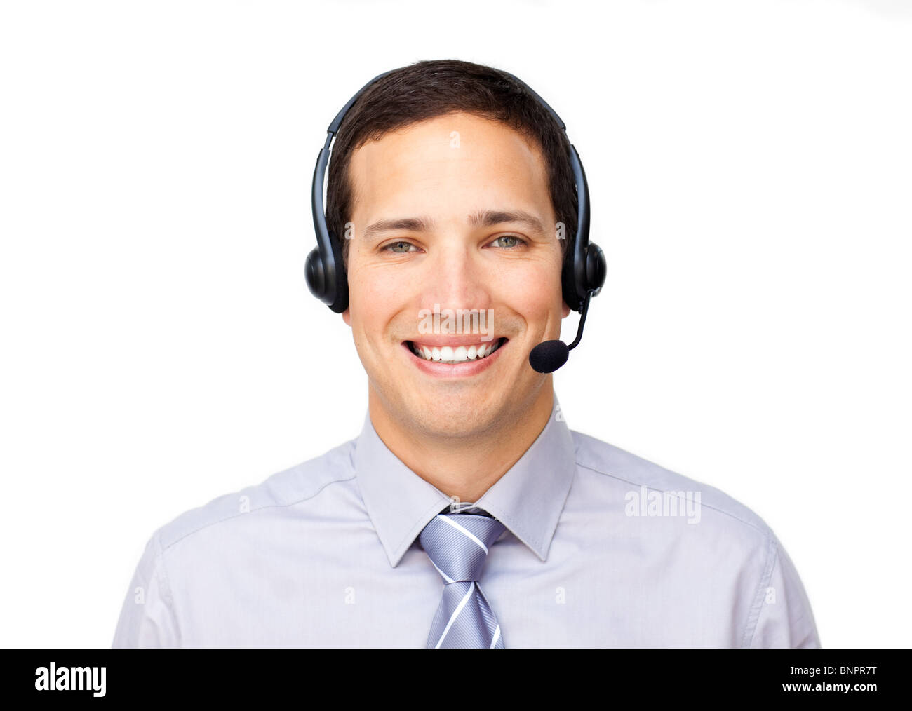 Customer service agent using headset Stock Photo - Alamy
