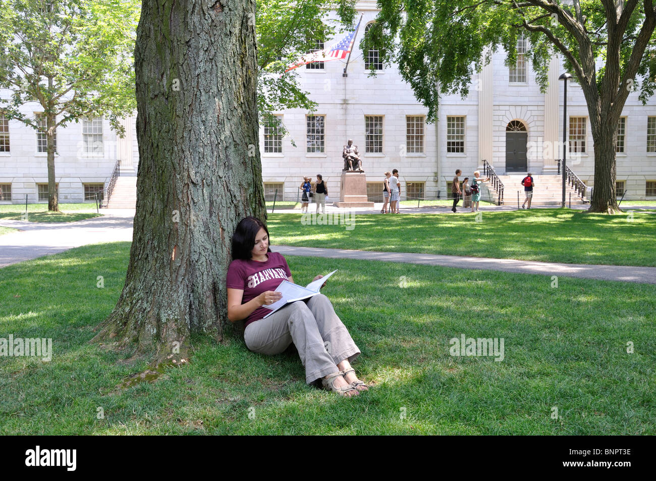 Female Harvard student, Harvard University campus, Boston, MA, USA ...