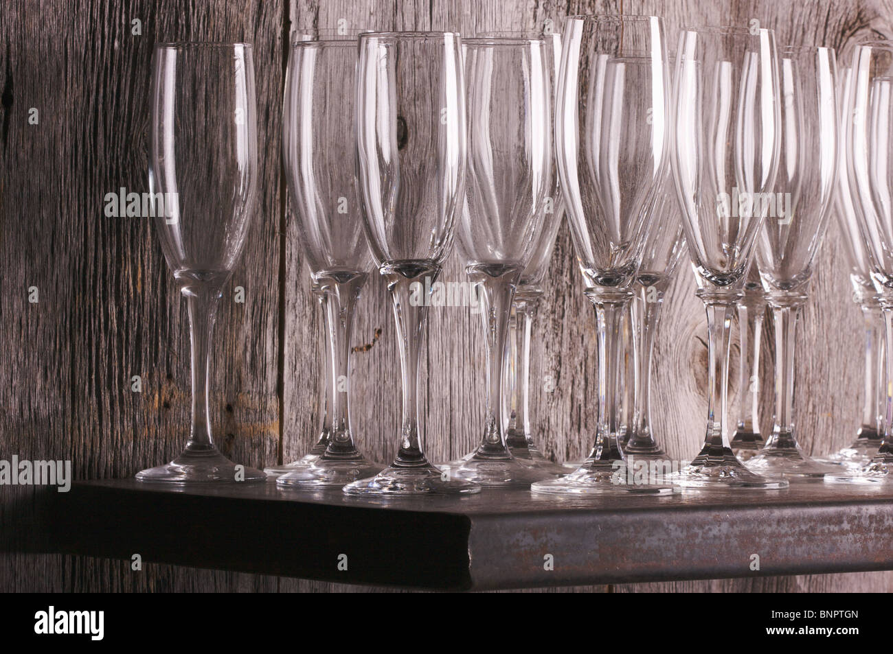 Champagne Flutes on Shelf Abstract Stock Photo - Alamy