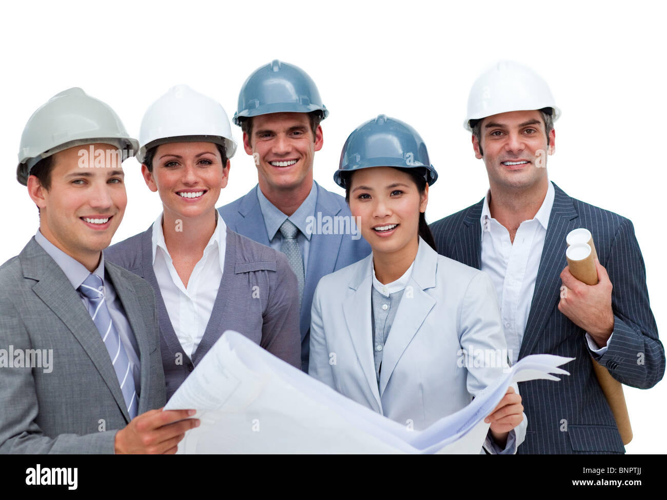 Concentrated architect team talking together Stock Photo - Alamy