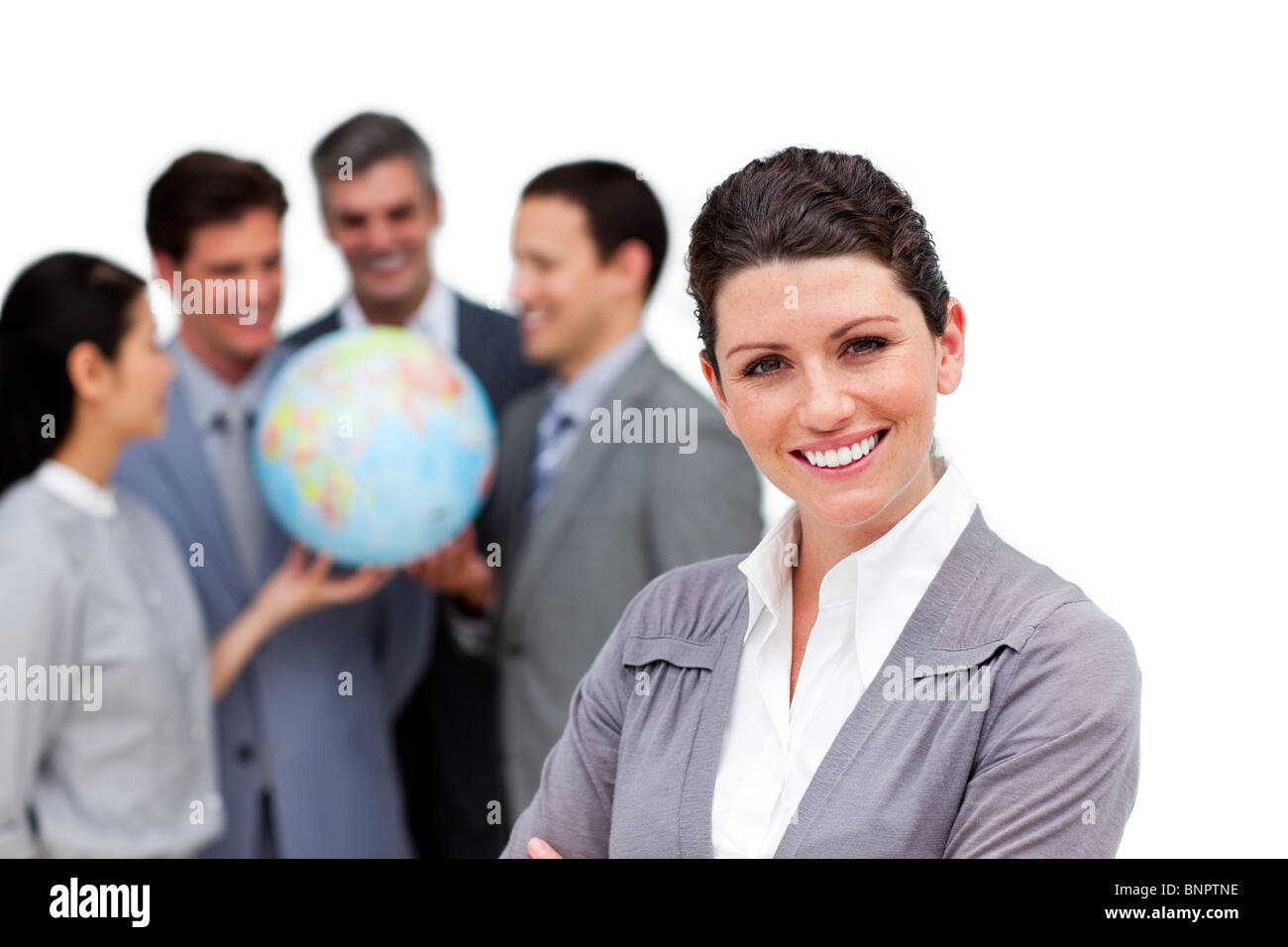 Cute international business team working together Stock Photo - Alamy