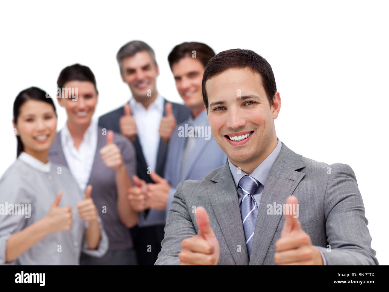 Portrait of a cute business team working together Stock Photo - Alamy