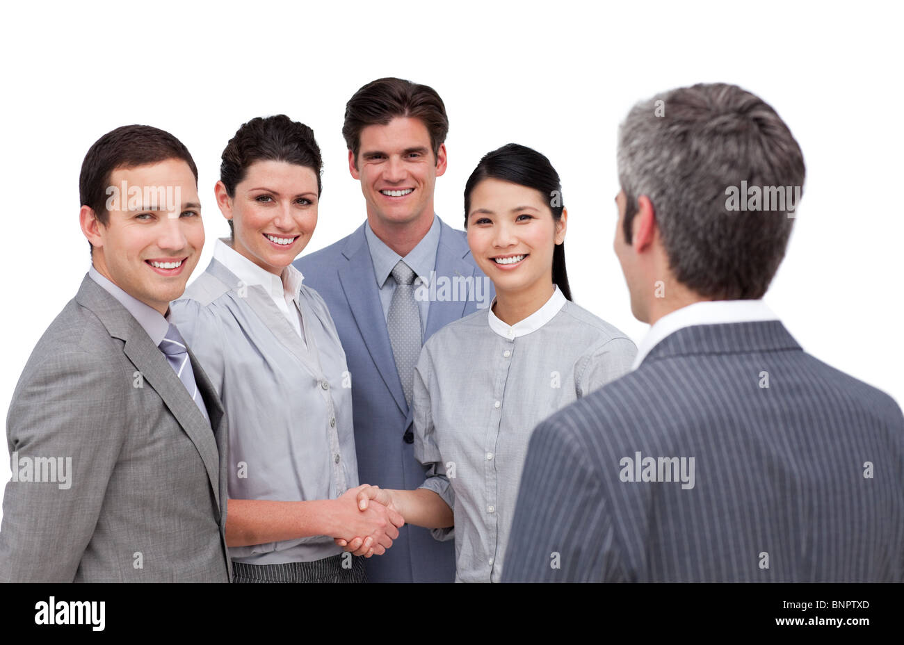 Portrait of a business team working together Stock Photo - Alamy