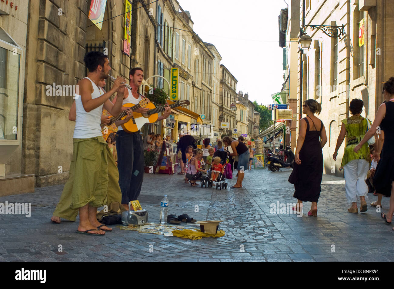 Arles, France, Young Musicians Playing in Street Scene, French Provence ...