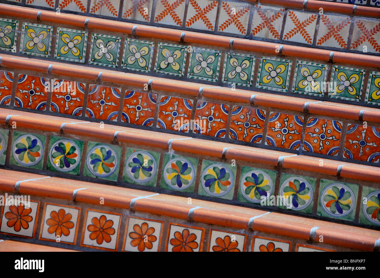 Decorative tile steps in Santa Barbara, California, USA Stock Photo - Alamy