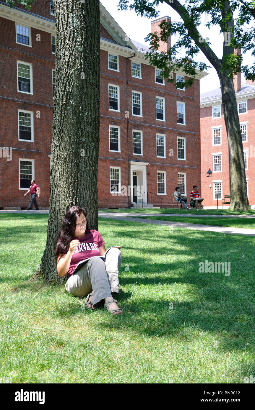 Female Harvard student, Harvard University campus, Boston, MA, USA ...