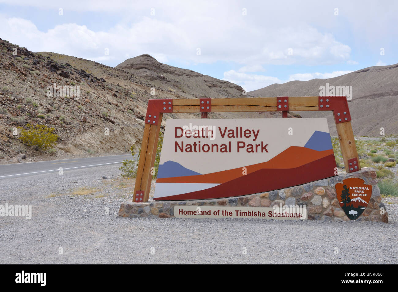 Death Valley National Park entrance sign, California, USA Stock Photo ...