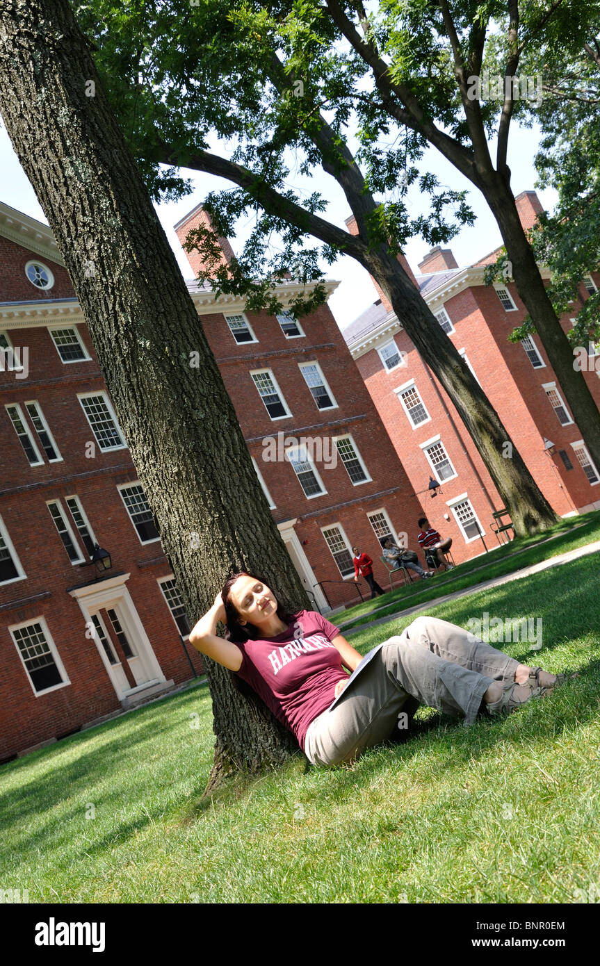 Female Harvard student, Harvard University campus, Boston, MA, USA ...
